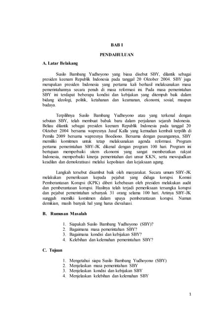 Masa pemerintahan Susilo Bambang Yudhoyono | PPTX