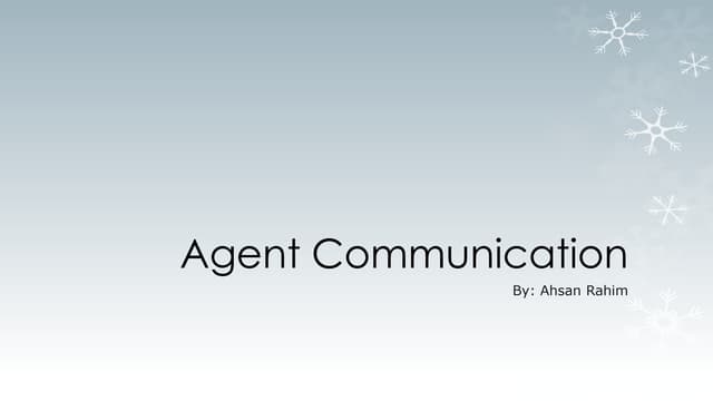 Multiagent System Communication Ppt