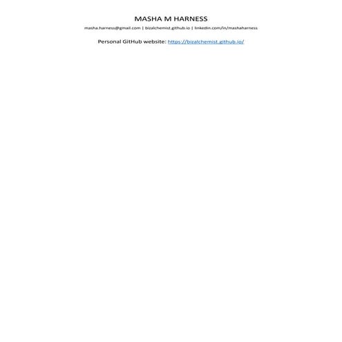 Masha Harness - Technical Program/Project Manager, Data Scientist, Operations | PDF