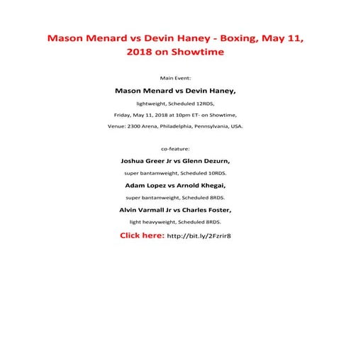 Mason menard vs devin haney boxing, may 11, 2018 on showtime | PDF