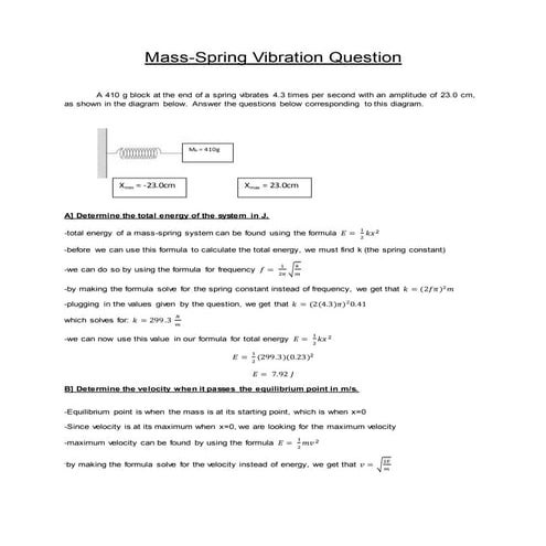 Mass spring answers | PDF