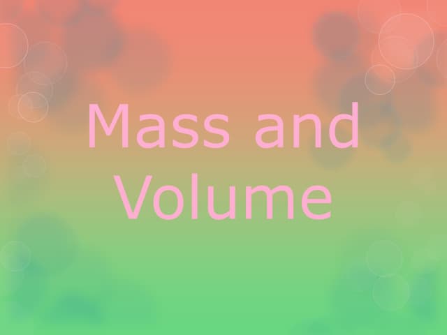 Mass Volume Density | PPT
