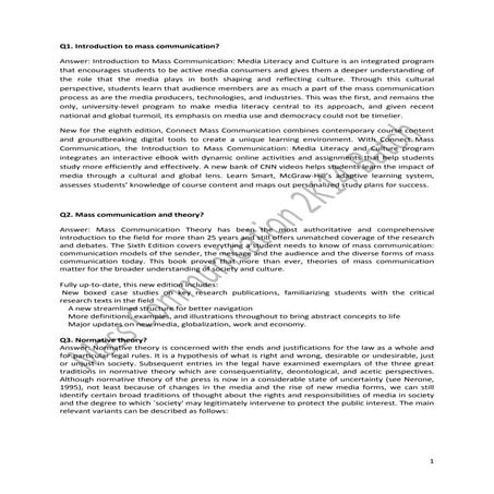 Mass communication outlines with answers | DOCX