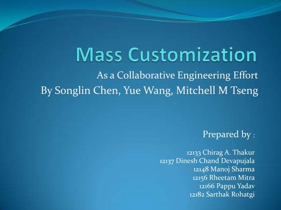 Mass Customization | PPS | Business | Business and Finance