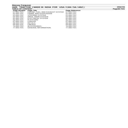 Massey ferguson 2605 tractor service parts catalogue manual (part ...