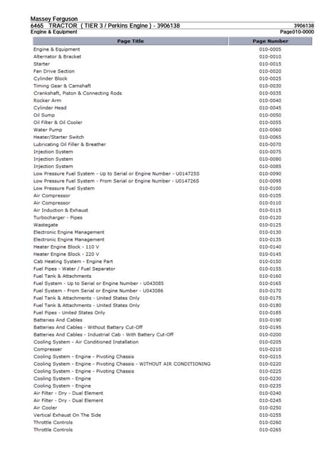 Massey ferguson 251 xe tractor (brazil) service parts catalogue manual ...