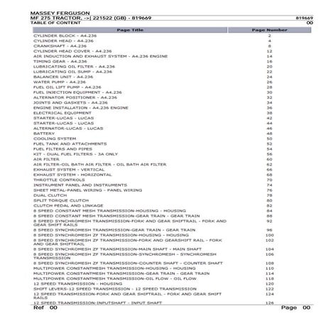 Massey ferguson mf 435 tractor (br for australia) parts catalogue ...