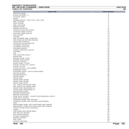 Massey ferguson mf 17 combine parts catalogue manual | PDF