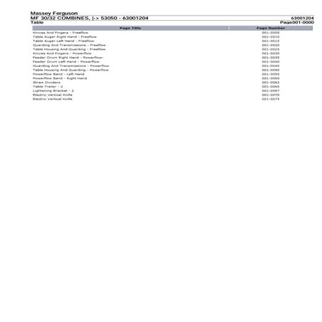 Massey ferguson mf 32 combines ( 53050) parts catalogue manual | PDF