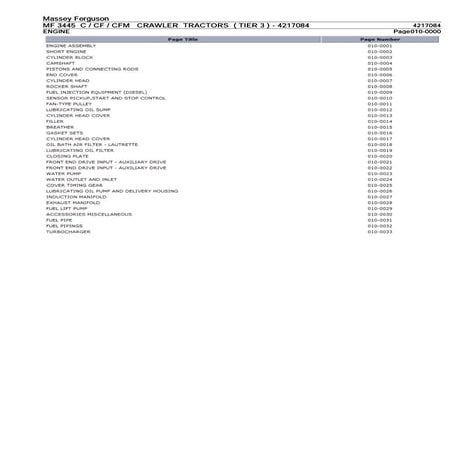Massey ferguson mf 3445 cfm crawler tractors (tier 3) parts catalogue ...