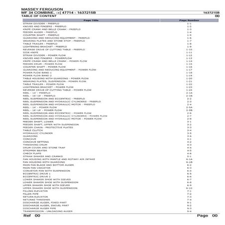 Massey ferguson mf 38 combine ( 47597) parts catalogue manual | PDF
