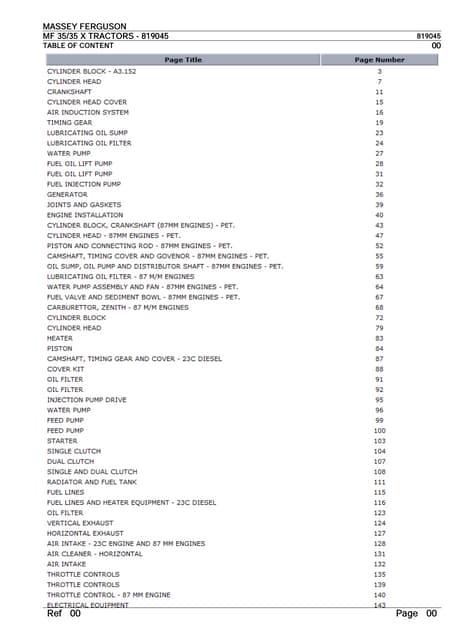 Massey ferguson mf 400 combine (gb) parts catalogue manual | PDF