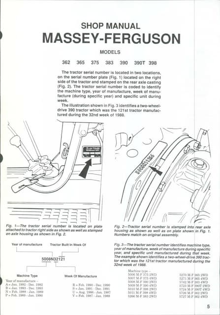 MASSEY FERGUSON MF390 TRACTOR Service Repair Manual | PDF