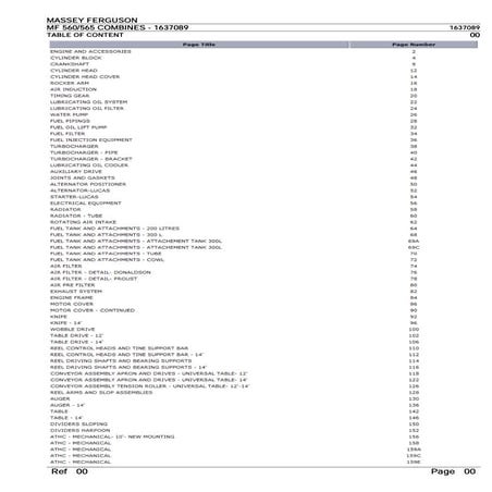 Massey ferguson mf 565 combines parts catalogue manual | PDF