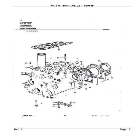 Massey ferguson mf 575 tractor (gb) service parts catalogue manual ...