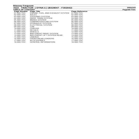 Massey ferguson mf7622 tractor (dyna 6) (b328047 f302042) parts ...