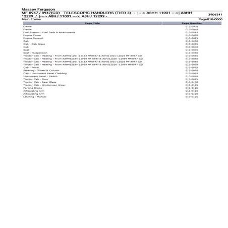 Massey ferguson mf 8925 8926 telescopic handlers (tier 3) ( a8 g613000 ...