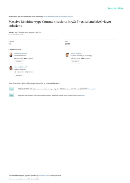 Massive Machine‐type Communications In 5g Pdf