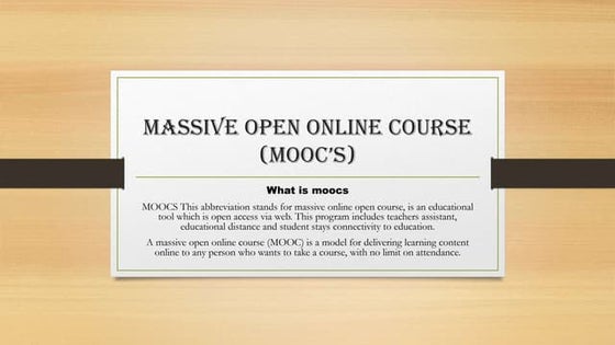 Massive Open Online Course Mooc Ppt