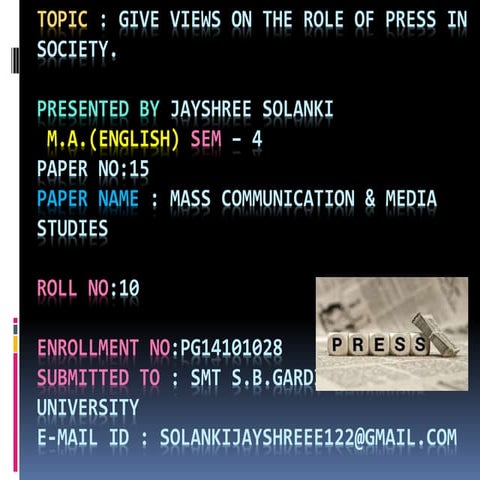 Role Of Newspapers | PPT