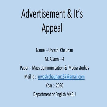 Advertisement & It's Appeal | PPTX