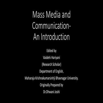Mass Media and Communication:- Introduction | PPTX