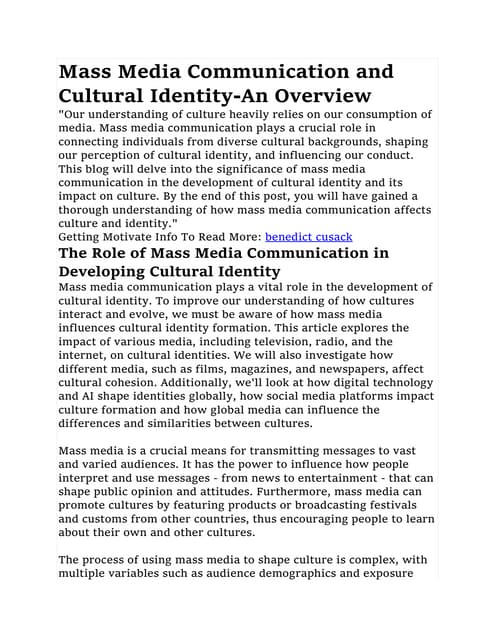 How media effects culture and how culture affects | PPTX