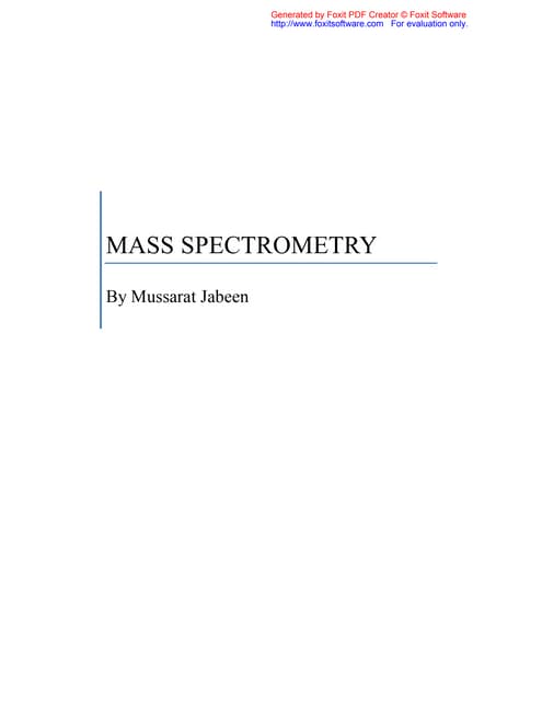 Organic Mass Spectroscopy Ppt