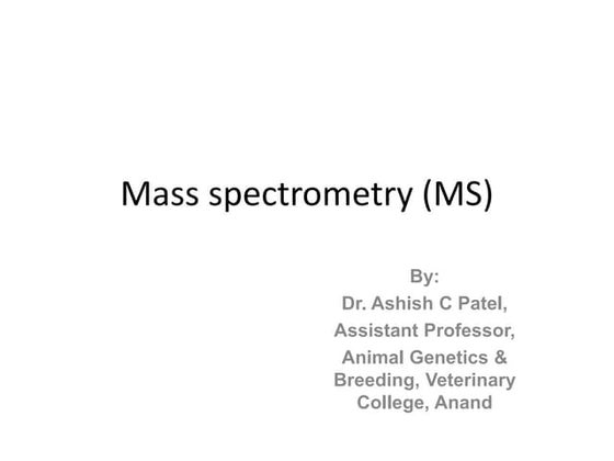 MALDI-TOF Mass Spectrometry | PPTX | Chemistry | Science