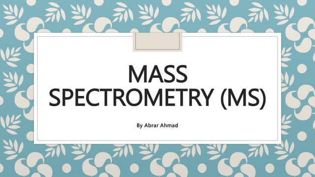Applications of mass spectrometry | PPTX
