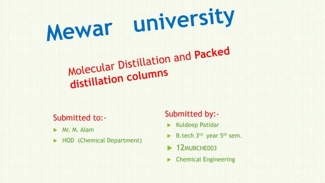 Distillation Column Design | PPTX