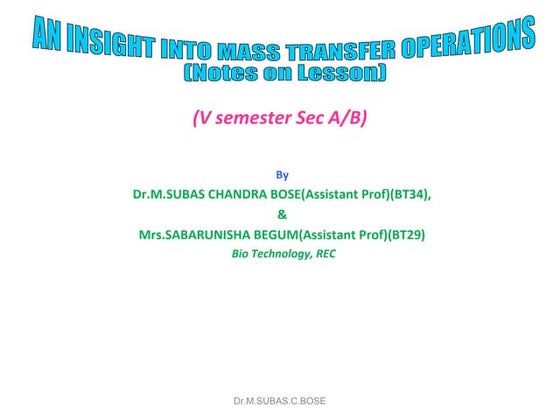 Mass Transfer Ppt