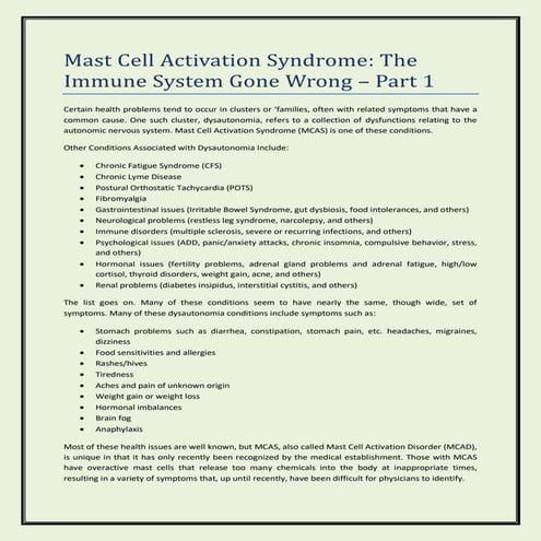 Mast cell activation syndrome | PDF