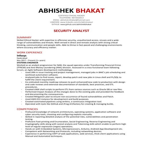 Resume | DOC | Programming Languages | Computing