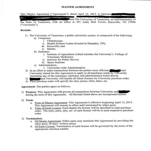 Sample - Completed Master Agreement | PDF