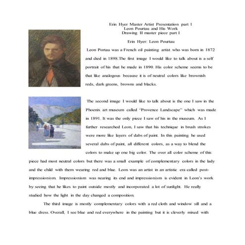 Master artist presentation (part 1) leon pourtau | DOCX