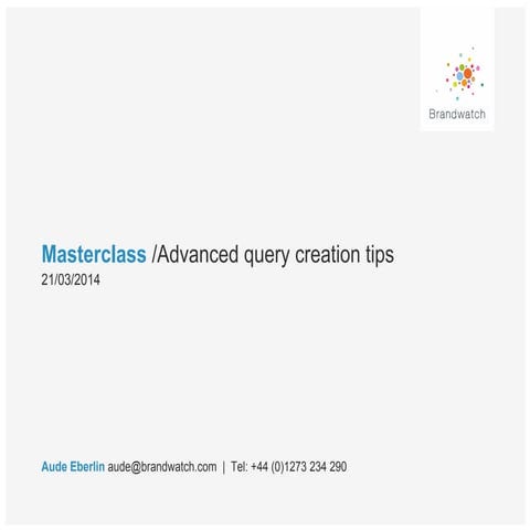 Advanced Query Creation Tips | PPT