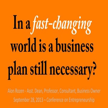 Masterclass In a fast changing world are business plans necessary? sept ...