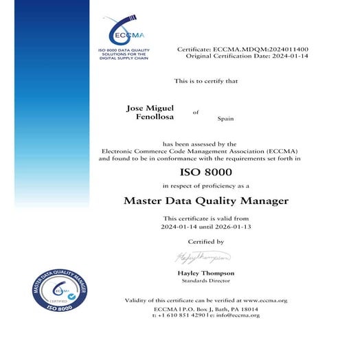 ECCMA Master Data Quality Manager certificate | PDF