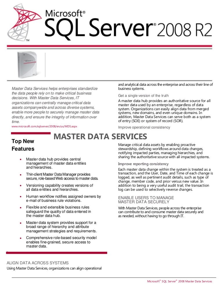 Microsoft Sql Server Master Data Services Datasheet