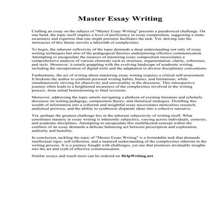 Master Essay Writing. Gustavus Adolphus College | PDF