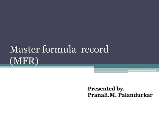 Master formula record | PPTX