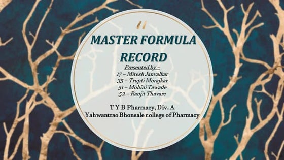 batch formula record and master formula record | PDF batch formula record and master formula record | PDF