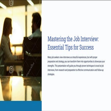 Mastering the Job Interview: Essential Tips for Success | PDF