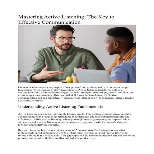 Mastering Active Listening: The Key to Effective Communication | DOCX