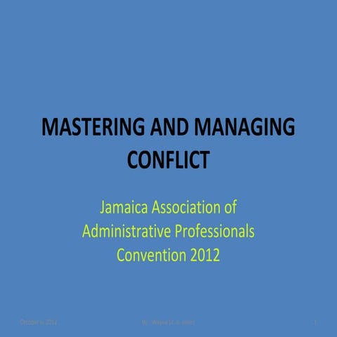Mastering and Managing Conflict | PPT