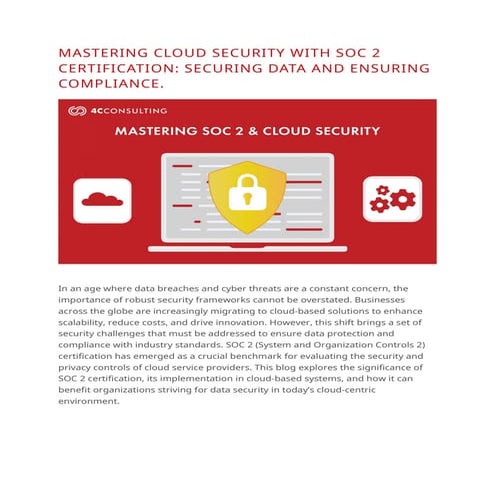 MASTERING CLOUD SECURITY WITH SOC 2 CERTIFICATION: SECURING DATA AND ...