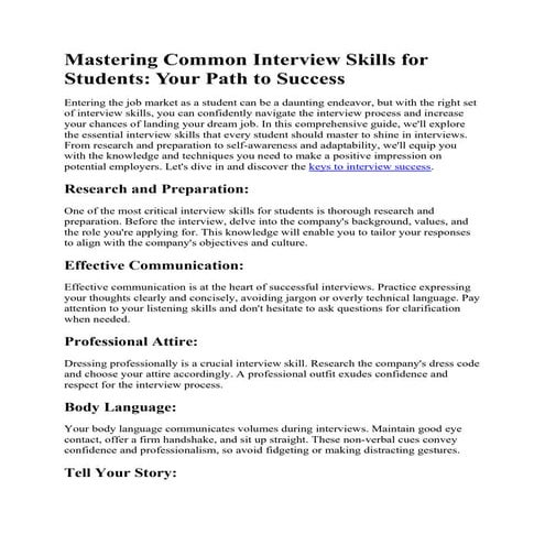 Mastering Common Interview Skills for Students Your Path to Success.pdf