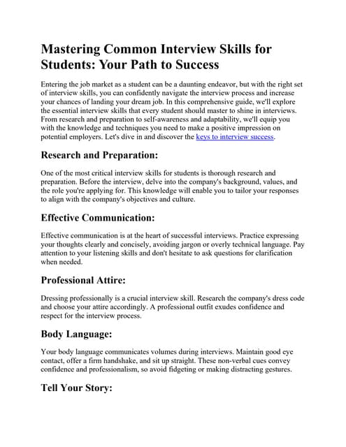 Top 6 Leadership Interview Tips Essential Strategies for Success | PDF ...