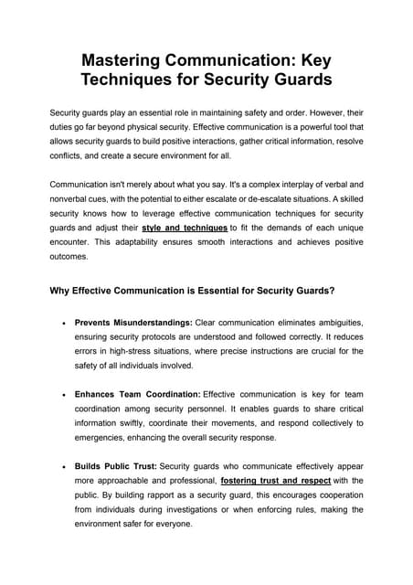 What makes a good security guard? | PPSX